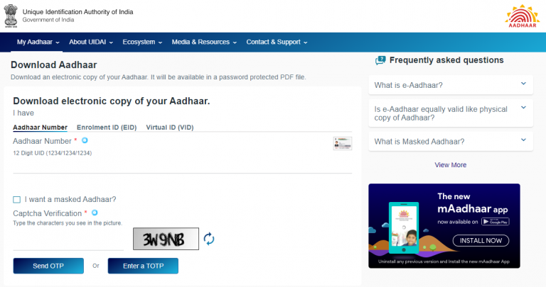 Aadhaar Card Download by Name with simple steps - UIDAI Aadhaar